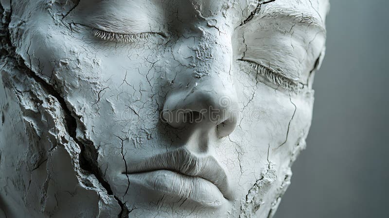 Cracked Figurative Face Revealing Profound Emotional Depth a Stunning ...