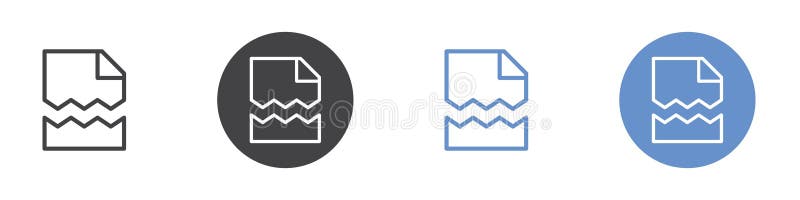 Cracked File Icon Flat Set in Black and White Color Stock Vector ...