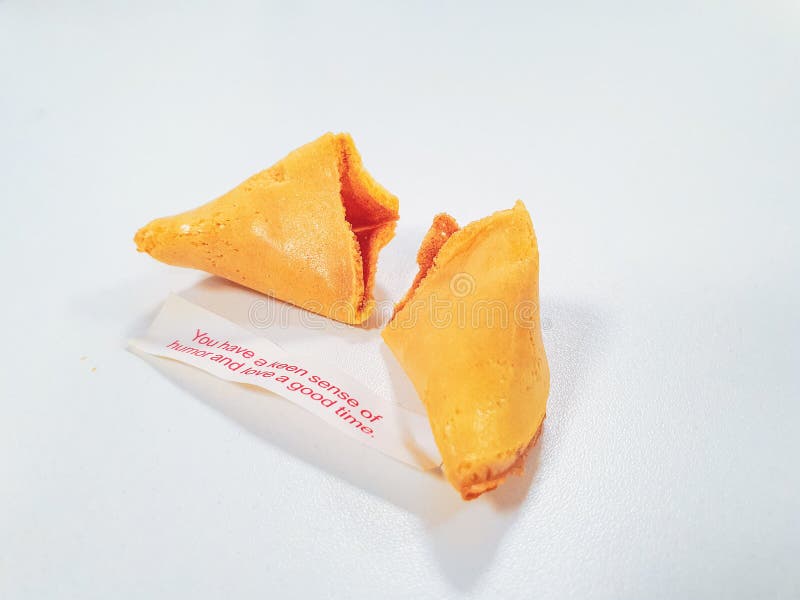 Cracked Fortune Cookie with a Positive Message Stock Photo - Image of ...