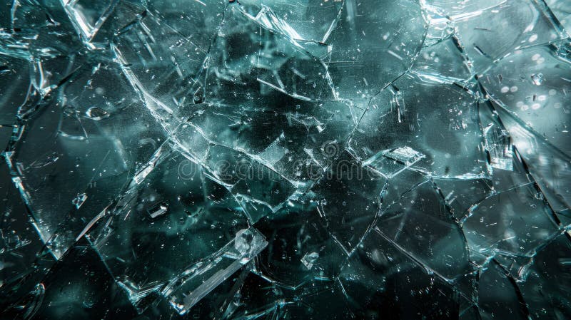 Shattered Glass Fragments Reflecting Light in a Dark Background Stock ...