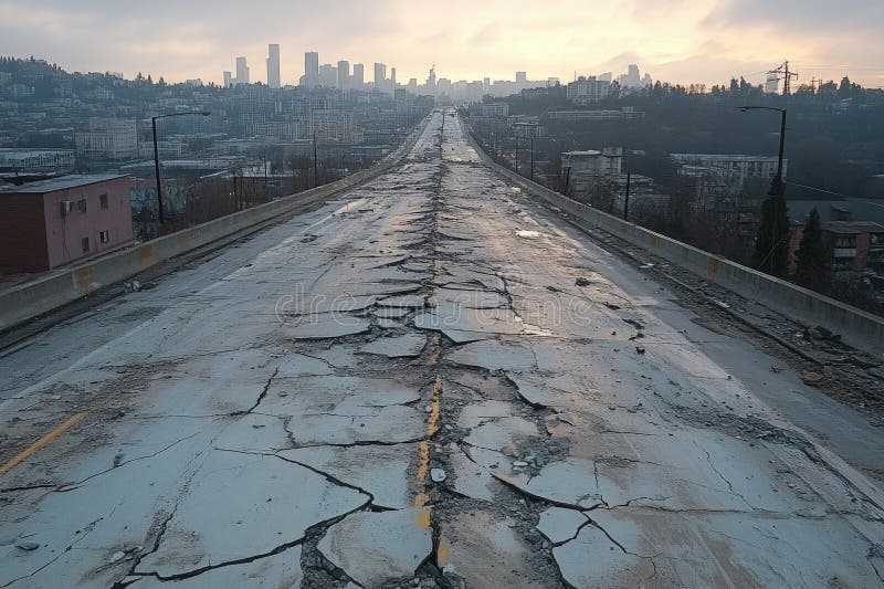 A Cracked Freeway after an Earthquake, Dramatic and Intense, Urban ...