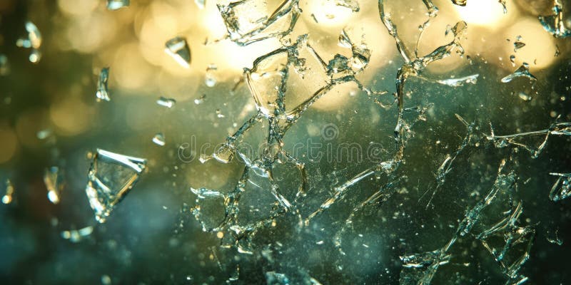 Cracked Glass with Bokeh Background: Close-up of Shattered Glass with ...