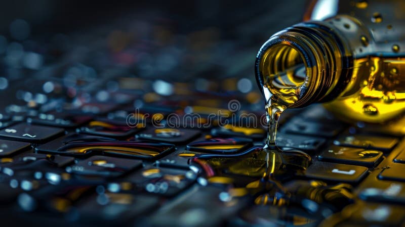 A Cracked Glass Bottle with a Puddle of Leaking Data Seeping Onto a ...
