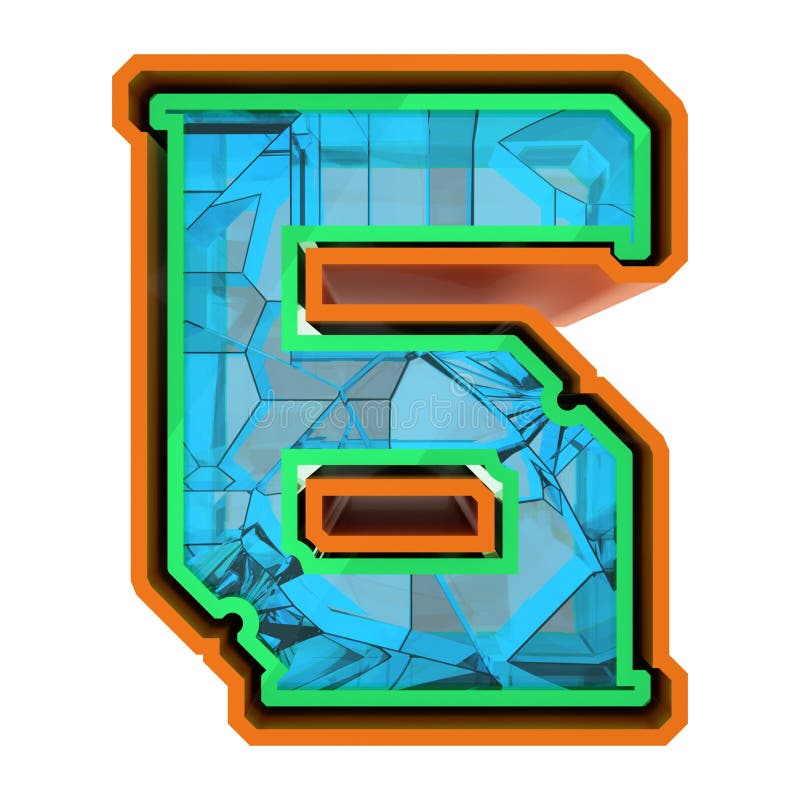 Cracked Glass Number.Rendered 3D Illustration. Stock Illustration ...