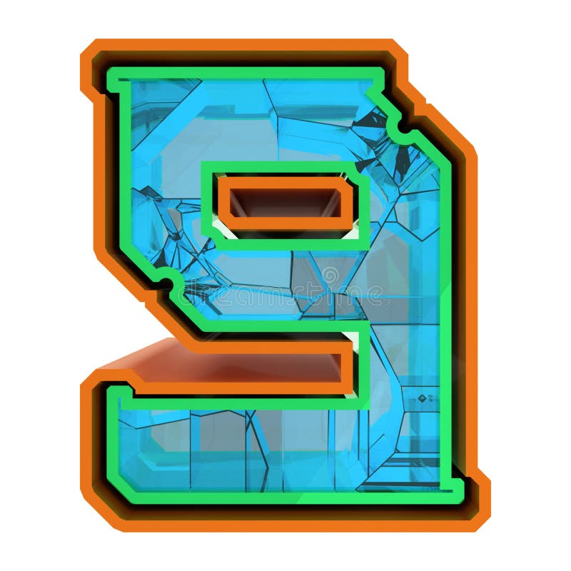 Cracked Glass Number.Rendered 3D Illustration. Stock Illustration ...