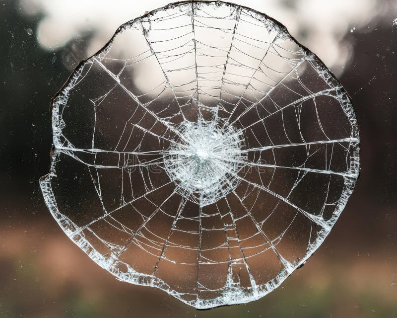 Cracked Glass Pane with Spiderweb Fracture Pattern. Stock Illustration ...