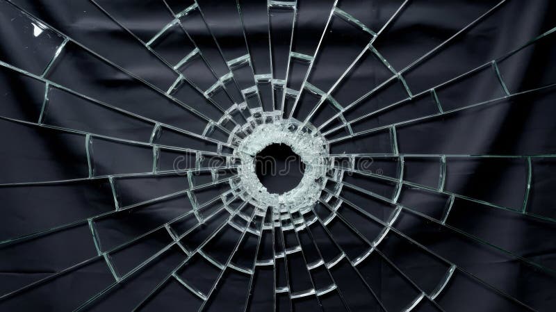 Cracked Glass with Sharp, Radiating Fractures and a Distinct Hole in ...