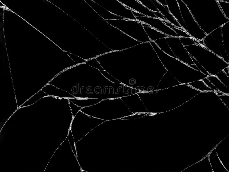 Cracked Glass Texture On Black Background Stock Image - Image of ...