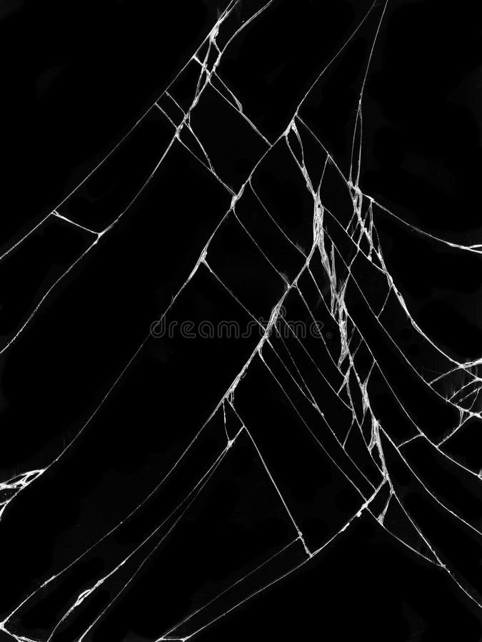 Cracked Glass Texture on Black Background Stock Image - Image of ...