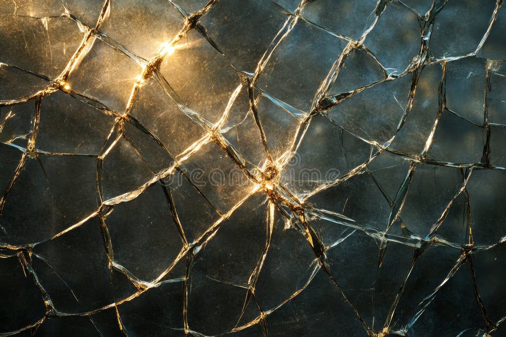 Cracked Glass Texture Displays a Complex Array of Fractured Lines ...
