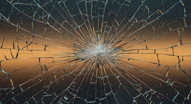 Cracked Glass Texture with Radial Shatter Pattern Over Abstract ...