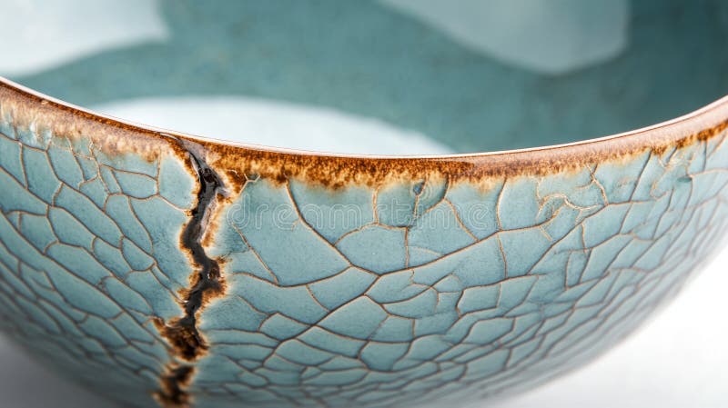 Cracked Glaze Ceramic Bowl Shows Blue Hues Stock Illustration ...