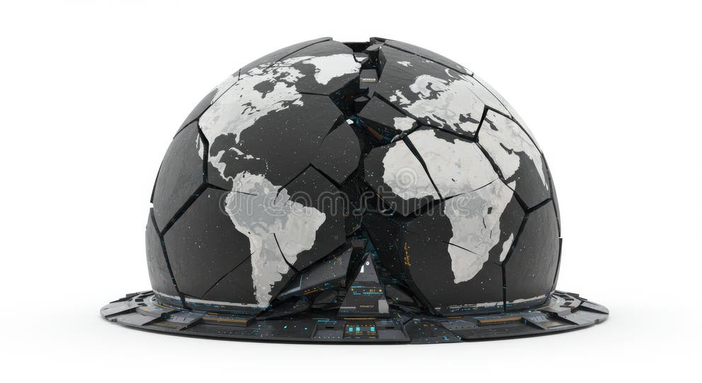 Cracked Global Tech Sphere stock illustration. Illustration of iron ...