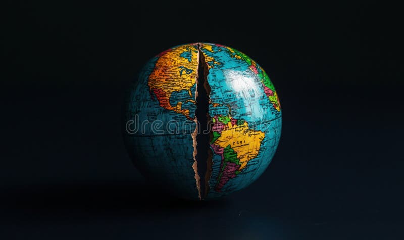 Cracked Globe Symbolizing Division, Conflict, and Global Issues ...