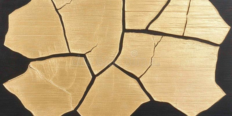 Cracked Gold Abstract Texture on Black Background Stock Photo - Image ...