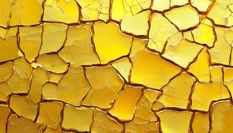 Cracked Gold Foil Texture, Seamless Geometric Pattern, Luminous Yellow ...