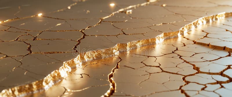 Cracked Golden Surface Shining Under Warm Light Stock Image - Image of ...