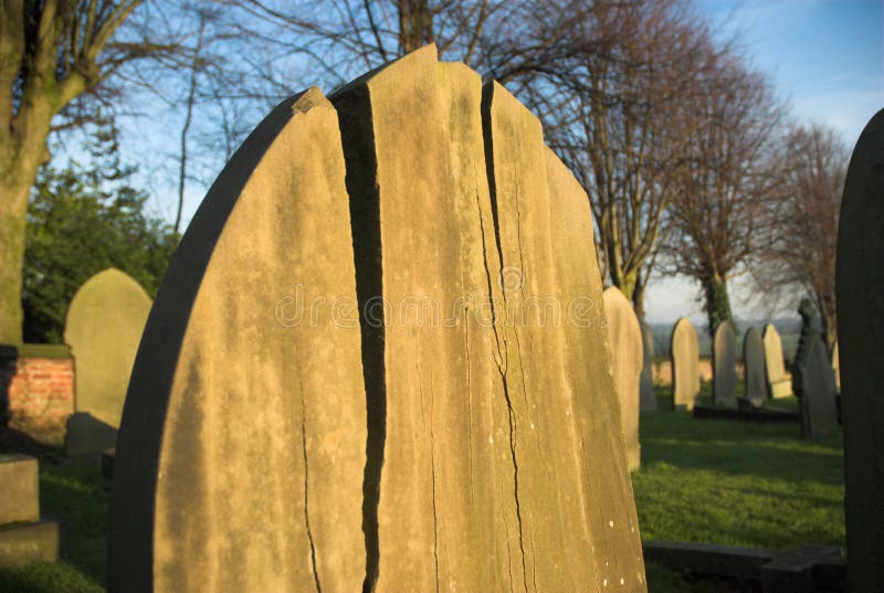 Cracked Headstone Brighton Cemetery Stock Photo - Image of angled ...