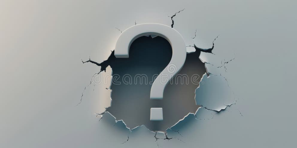 Cracked Gray Surface with Large 3D Question Mark in the Center. Problem ...