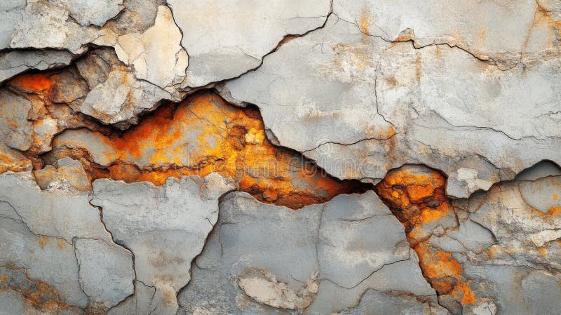 Cracked Grey Stone with Orange Rust Deposits Stock Illustration ...