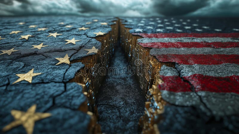 Cracked Ground Revealing Divided Symbol of Unity and Discord between ...