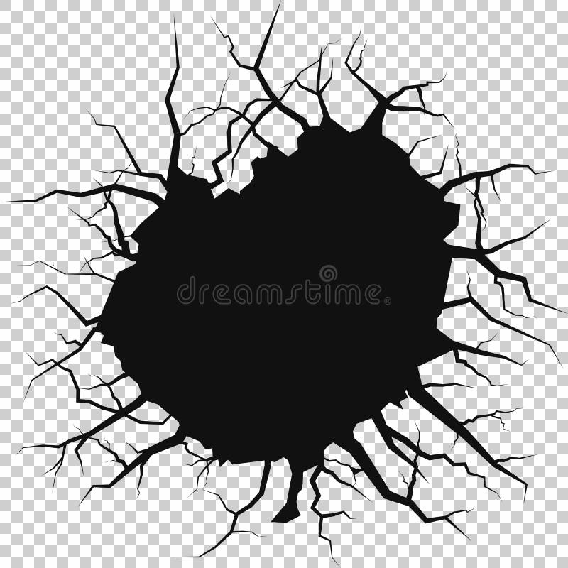 Cracked Hole on a Transparent Background. Vector Illustration Stock ...