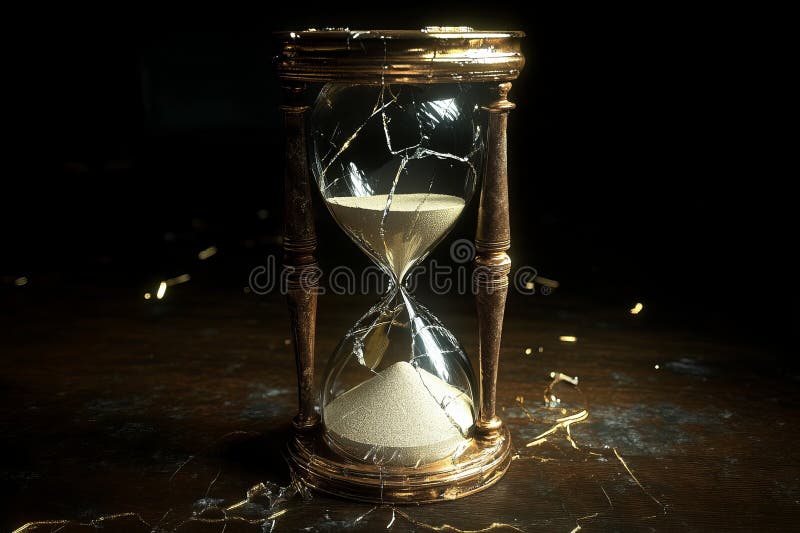 Cracked Hourglass with Sand Rapidly Flowing, Symbolizing Time Pressure ...