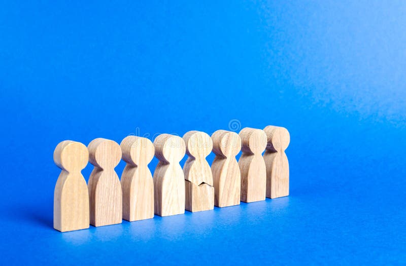 Cracked Human Figure in Line of People. the Concept of a Weak Link ...