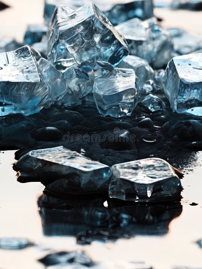 Cracked Ice Cubes on Wet Surface. Seamless Loop Pattern Stock ...
