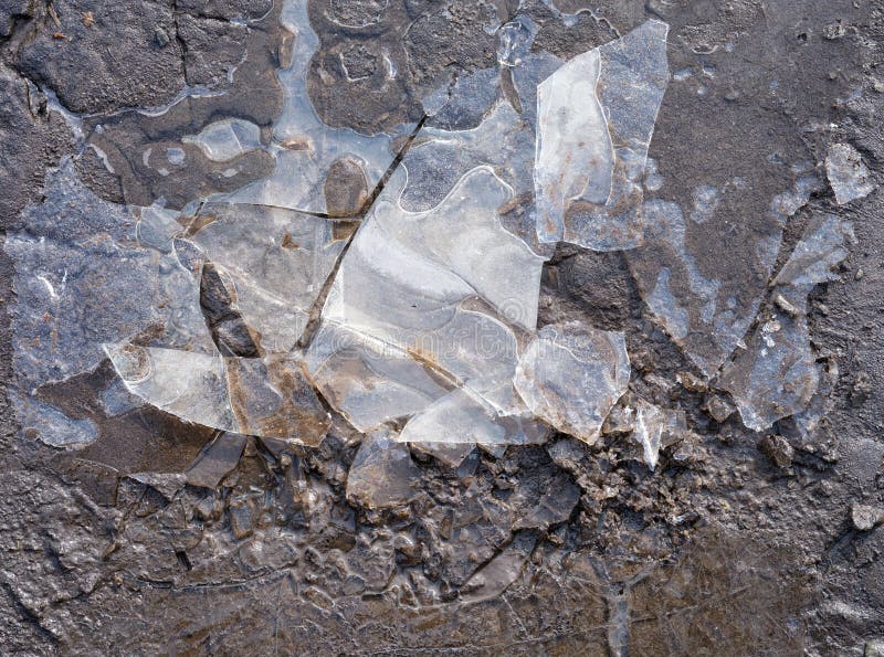 Cracked Ice on the Dirty Ground Stock Image - Image of spring, melt ...