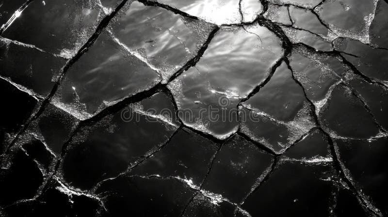 Cracked Ice Reflects Light and Water Below Stock Illustration ...