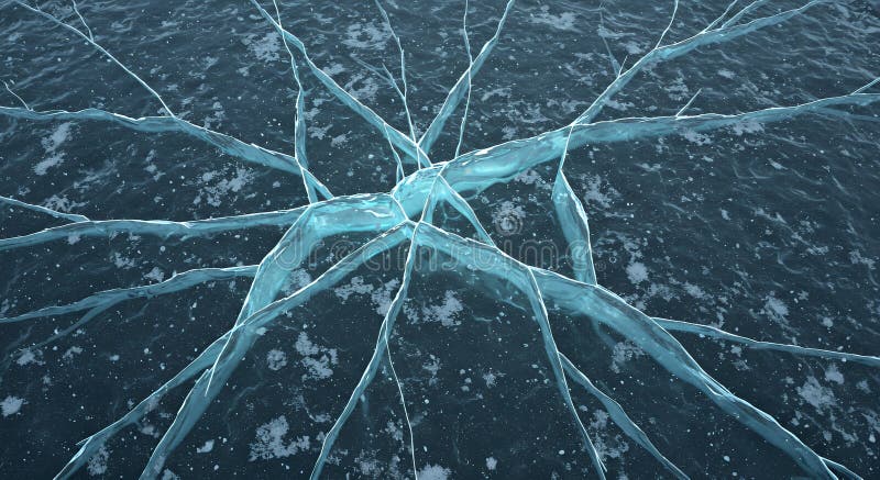 Cracked Ice Surface with Interesting Fracture Patterns on Frozen Water ...