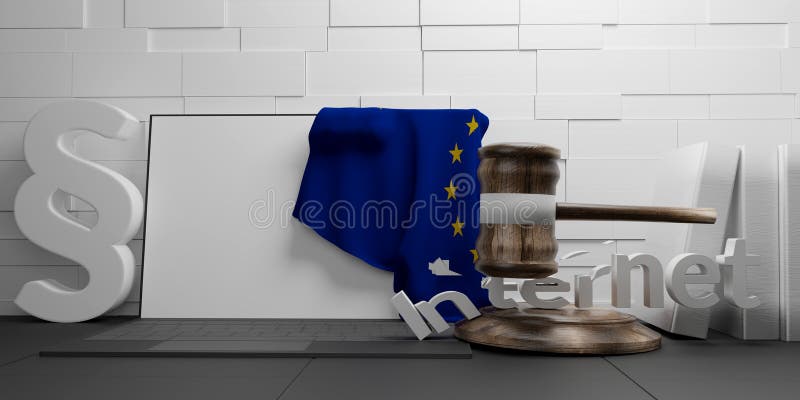 Cracked Internet with Judgment Gavel Paragraph and Computer Screen and ...