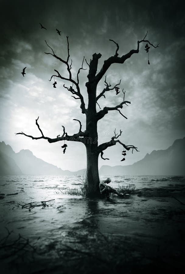 Cracked Land and Dead Tree, 3D Illustration Stock Illustration ...