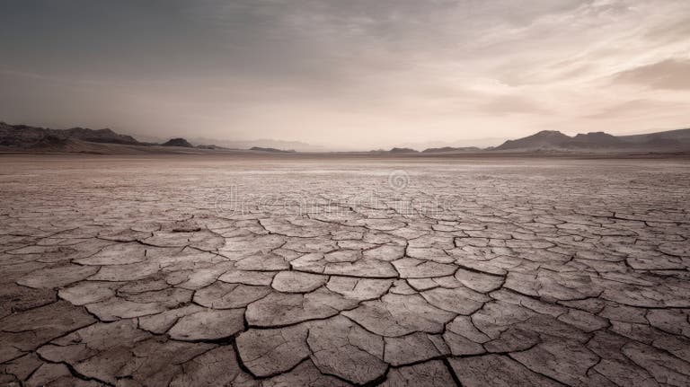 The Cracked Landscape of a Desolate Desert Under a Dramatic Sky AI ...