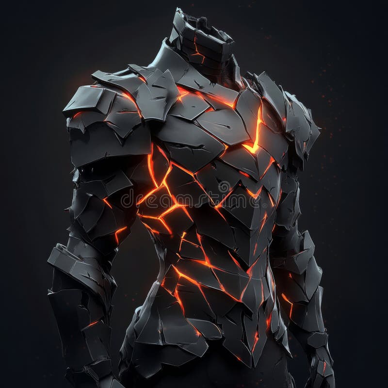 Cracked Lava Armor with Glowing Orange Lava Veins in Dark Setting Stock Image - Image of vibrant ...