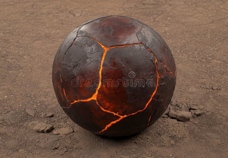Cracked Lava Rock Sphere Glowing with Inner Fire Stock Illustration ...