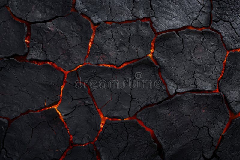 Cracked Lava Rock Surface with Glowing Cracks Stock Illustration ...