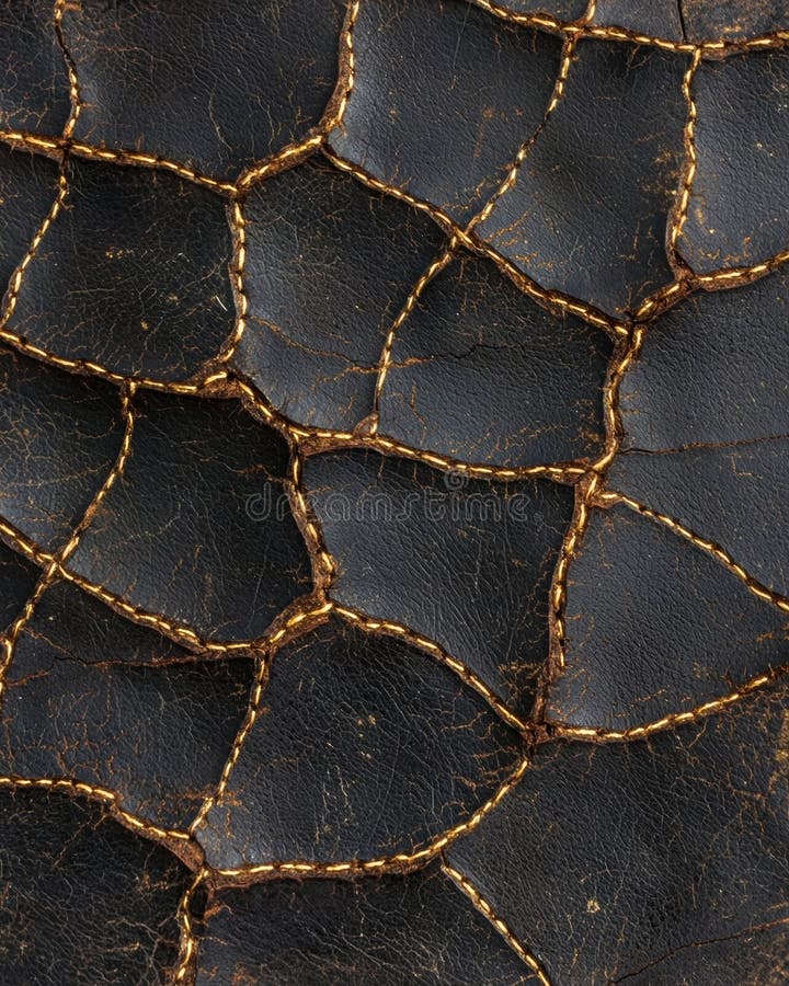 Cracked Leather Texture with Golden Veins Stock Illustration ...