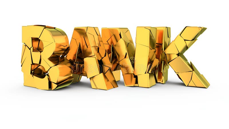 Crumbling Bank Text with Cracks Stock Illustration - Illustration of ...