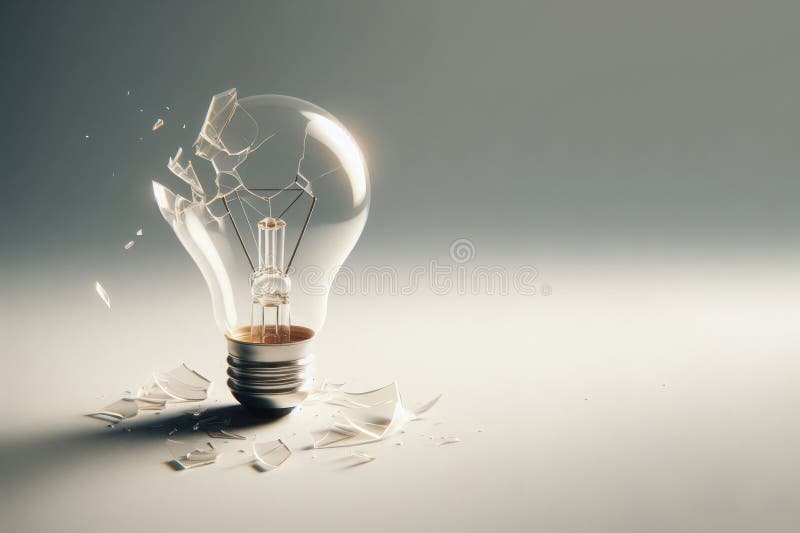 Cracked Light Bulb. Space for Text. Stock Image - Image of sharp ...