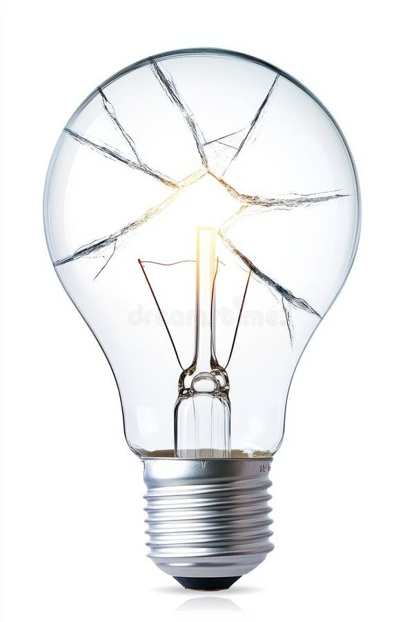 Cracked Light Bulb Still Glowing Representing Resilience and Innovation ...