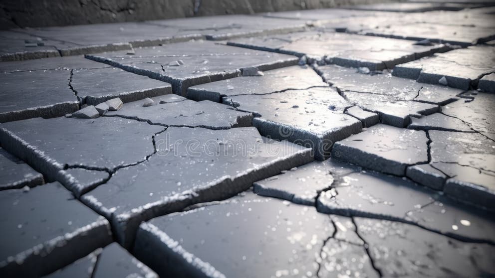 Cracked Light Colored Tile of Pedestrian Path Stock Image - Image of ...