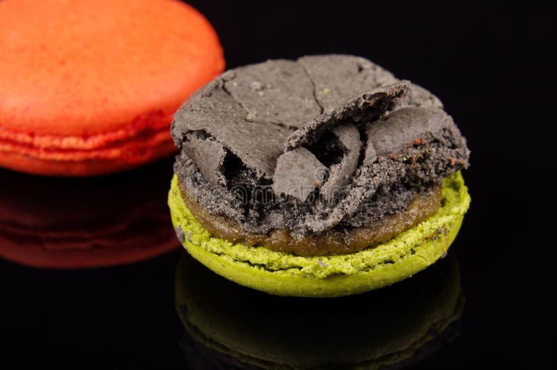 Cracked macaroon close up stock photo. Image of orange - 108847270