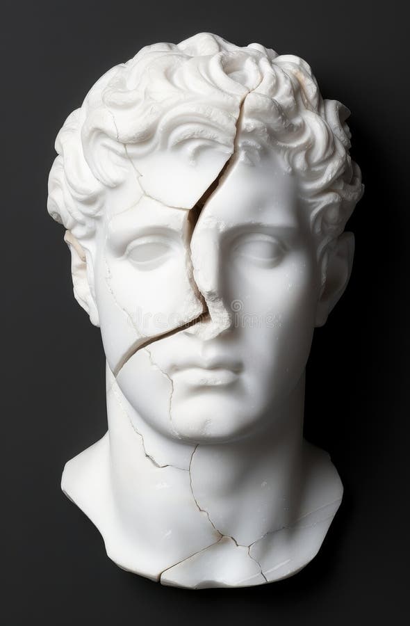 Cracked Marble Bust Sculpture Stock Illustration - Illustration of ...