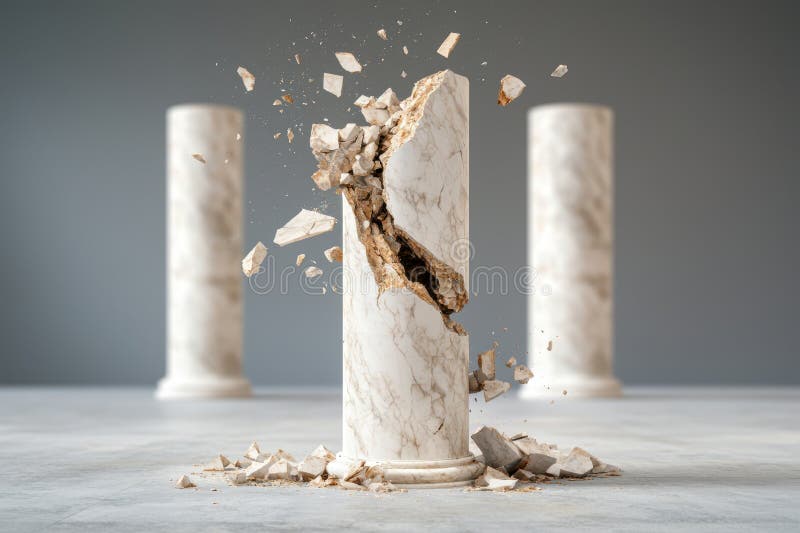 Cracked Marble Column with Debris Stock Illustration - Illustration of ...