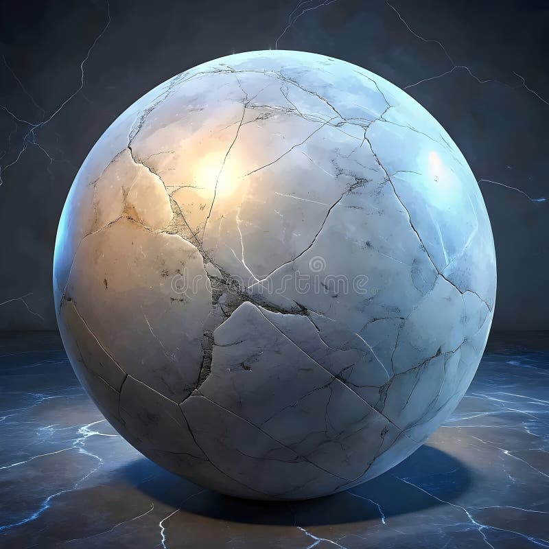 Cracked Marble Sphere on Textured Surface Stock Illustration ...