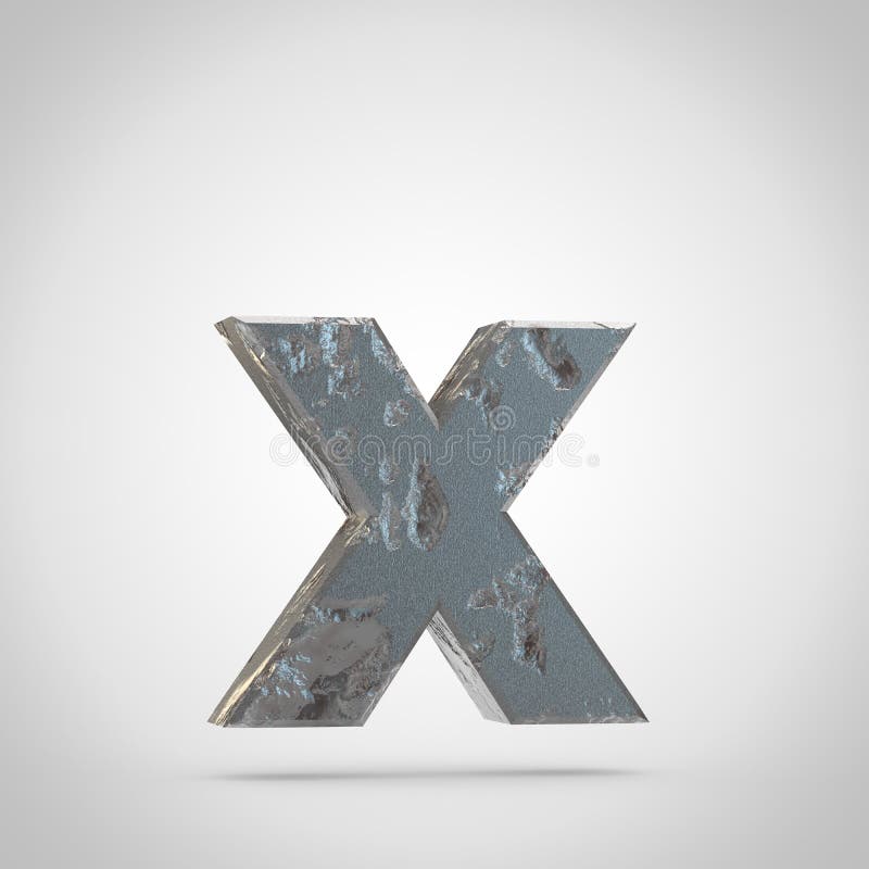 Cracked Metal Letter X Lowercase Isolated on White Background Stock ...