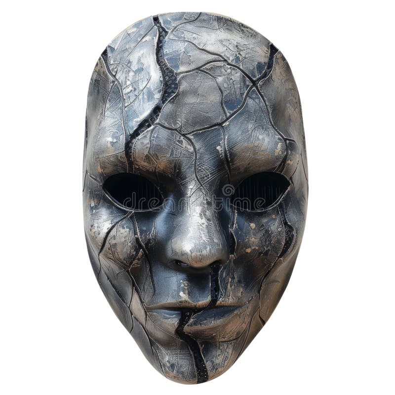 Cracked Metal Mask with Human Features Stock Image - Illustration of ...