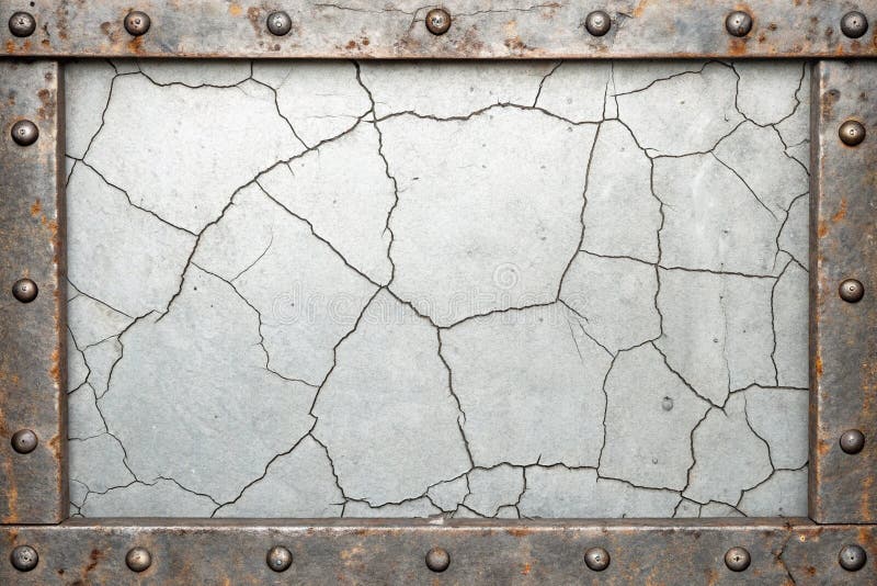 Cracked Metal Texture Frame, Design Template Stock Illustration ...